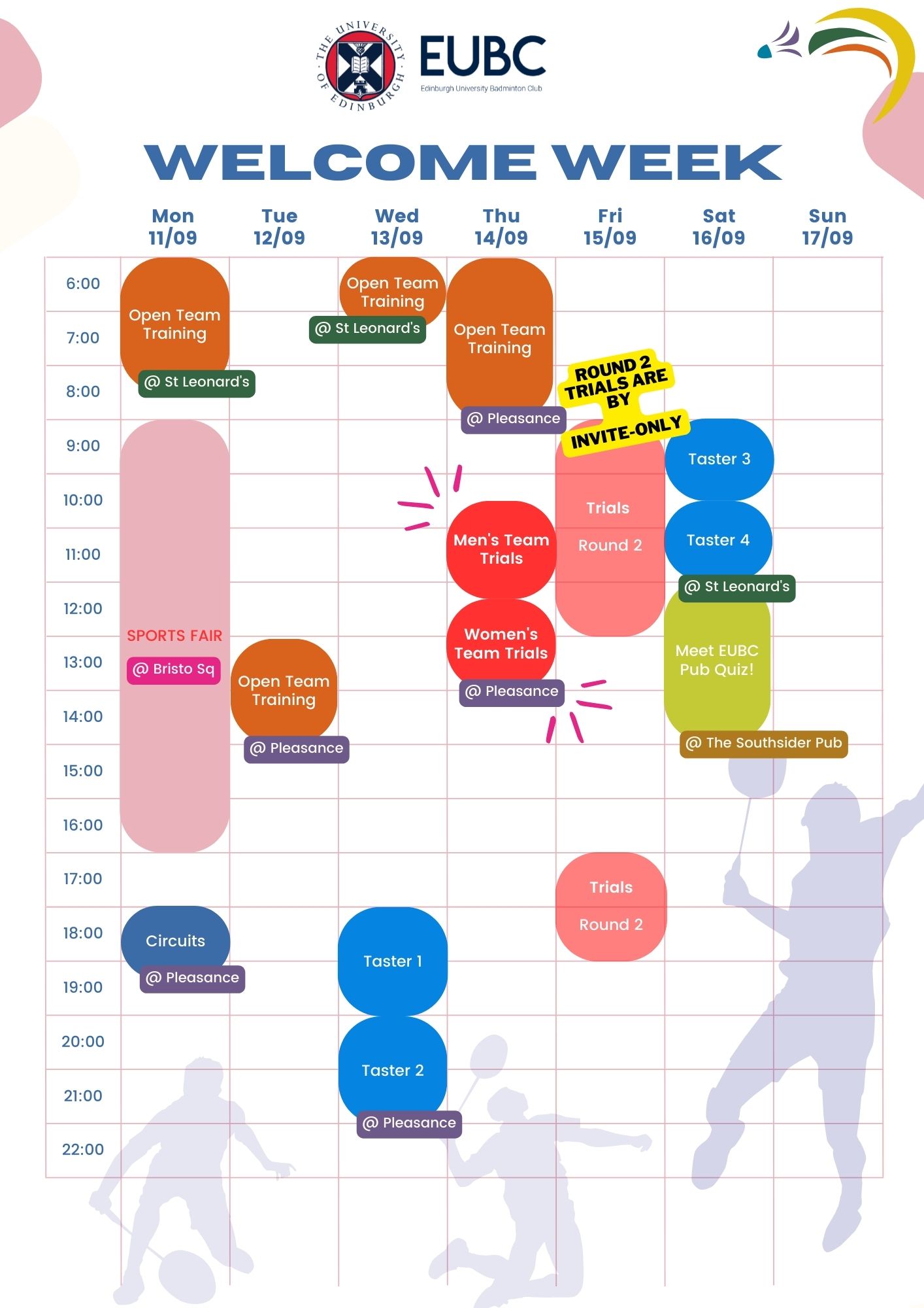 Welcome Week – Edinburgh University Badminton Club